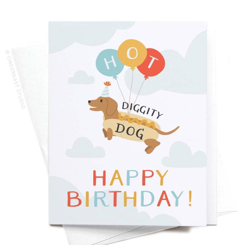 Hot Diggity Dog Happy Birthday Card – Spilt Milk Pastry